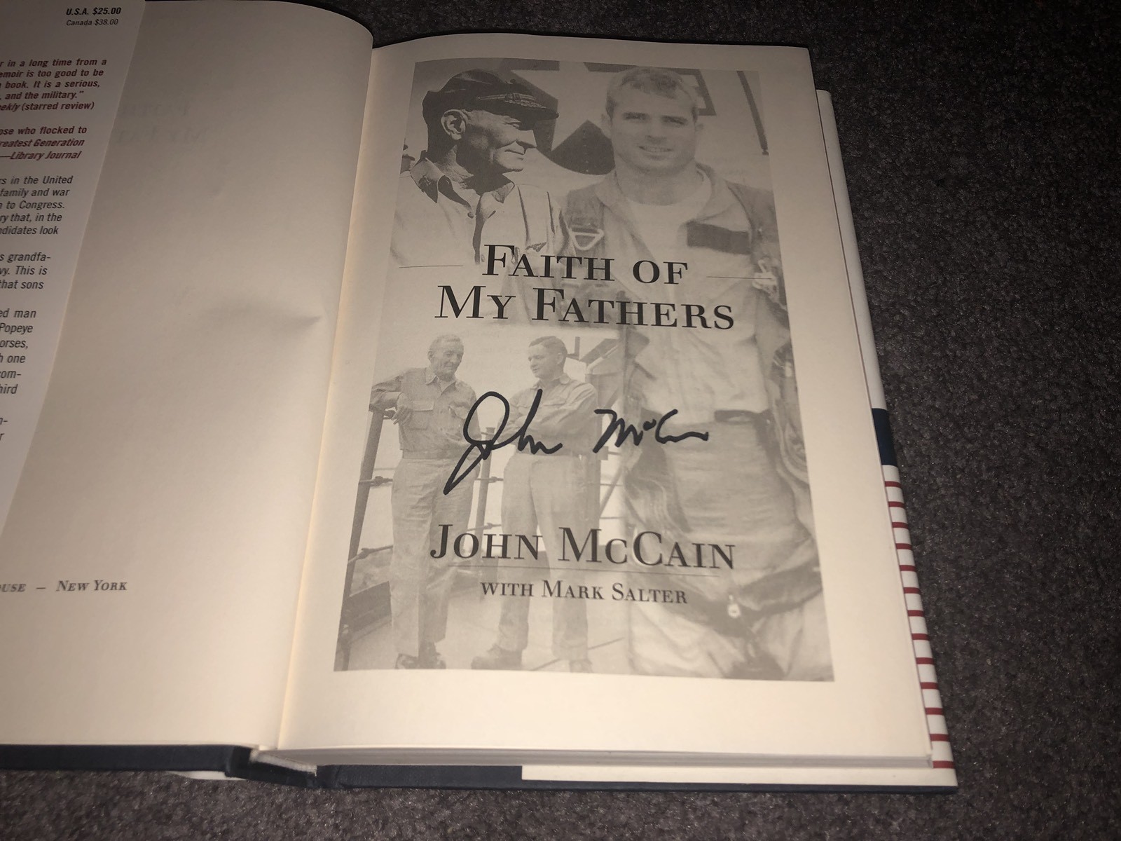 SENATOR JOHN MCCAIN SIGNED FAITH OF MY FATHERS HARDCOVER BOOK COA ...