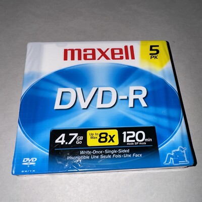 Maxell DVD+R 5 pack 4.7 GB 120 min New & Sealed | eBay