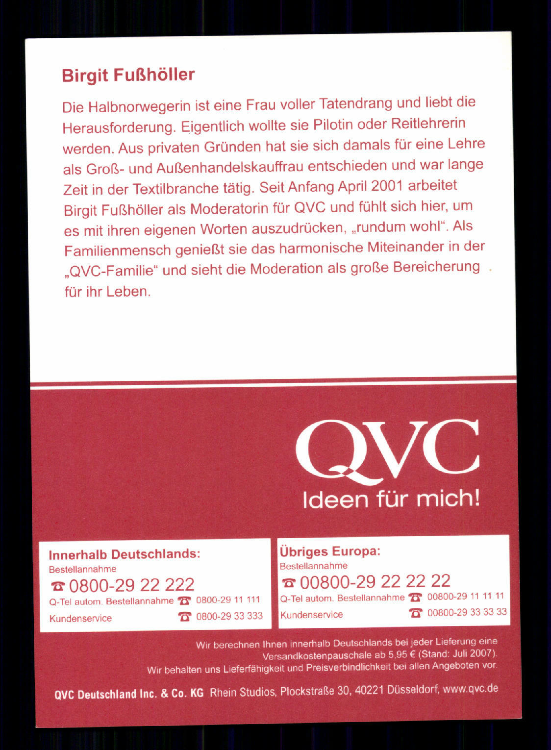 Birgit Fusshöller QVC Autogrammkarte Original Signiert ## BC 168488 | eBay