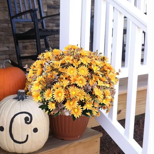 Fall Daisy Flowers Artificial for Decoration Faux Fake Mums for ...