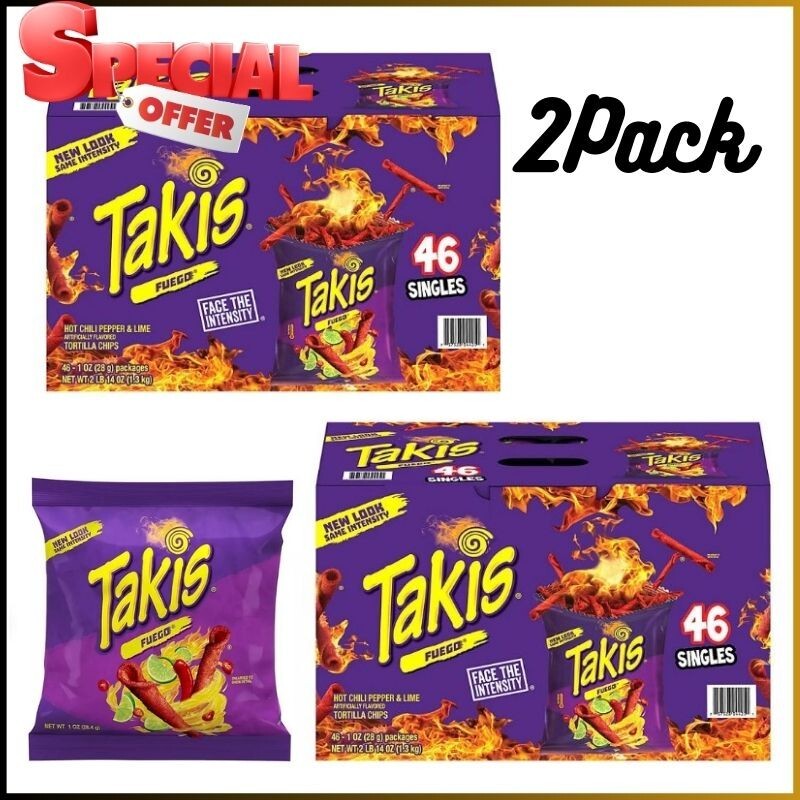 Takis Fuego Rolled Tortilla Chips Convenient Grab & go Case (1 oz., 46 ...
