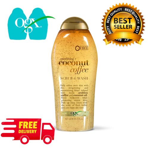 OGX Smoothing + Coconut Coffee Exfoliating Body Scrub, Paraben-Free 19. ...