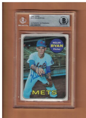 Nolan Ryan AUTOGRAPHED 1969 TOPPS BASEBALL Card SIGNED NEW YORK METS ...