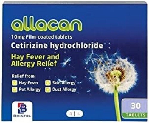Allacan Cetirizine Hydrochloride Hayfever Allergy Tablets Tablets | eBay UK