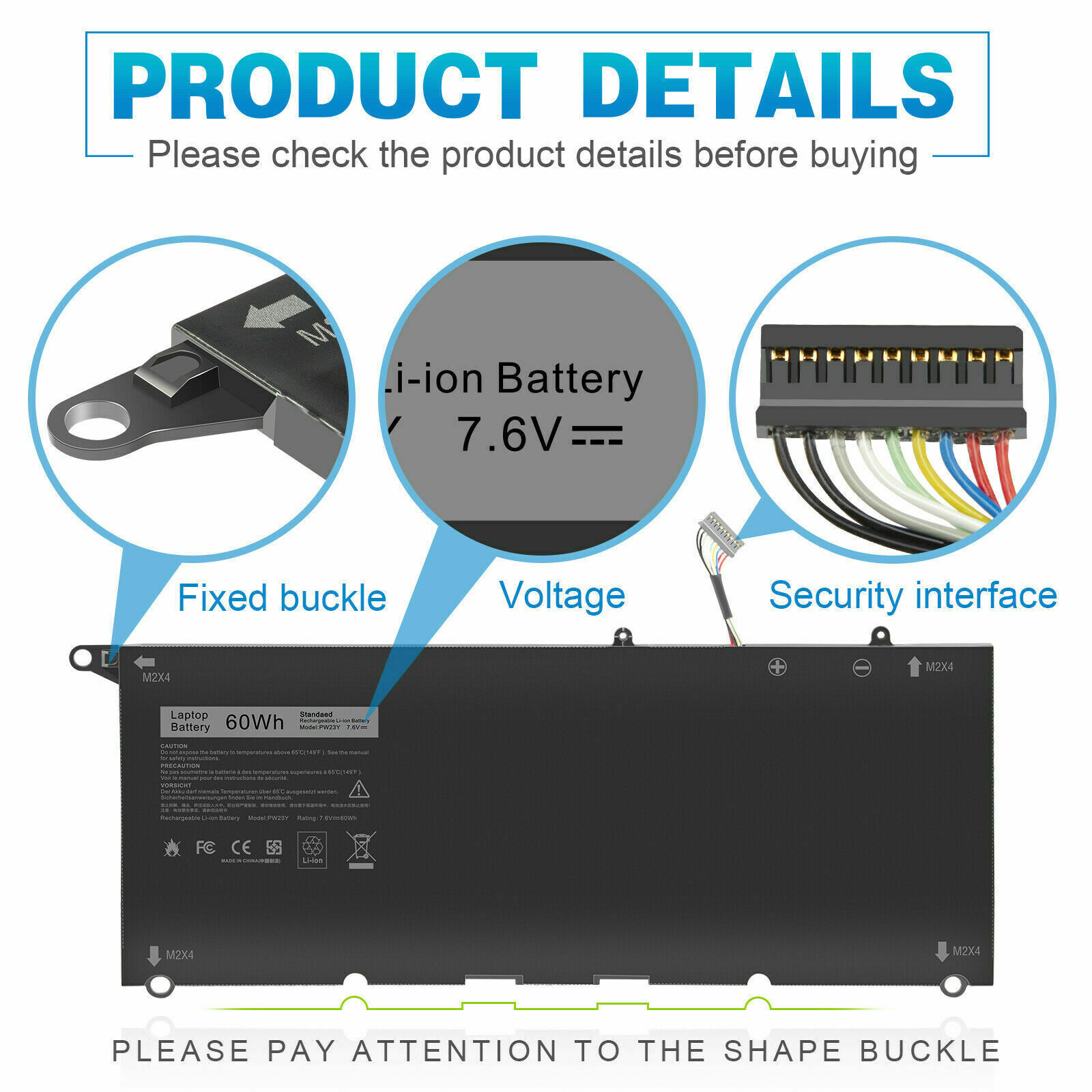 PW23Y Laptop Battery for Dell XPS 13 9360 2017 Series TP1GT 0TP1GT ...