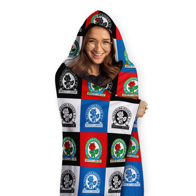 Blackburn Rovers FC Chequered Adult Hooded Fleece Blanket Officially ...