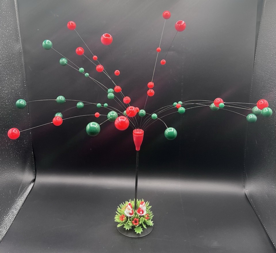 Vtg. 1960 Atomic Ball Kinetic Mobile Sculpture MCM Red & Green w/ Santa ...