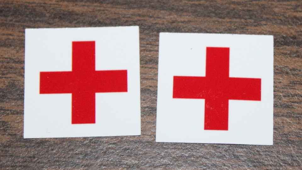 Red Cross 2 each Waterslide Decals Red Cross in Square Choose from 1/4 ...