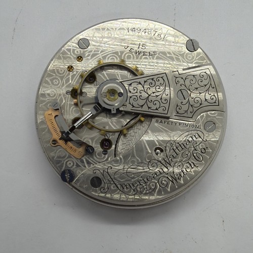 Waltham 18s 83 Model 15 Jewel Open Face Pocket Watch Movement Runs 781 ...