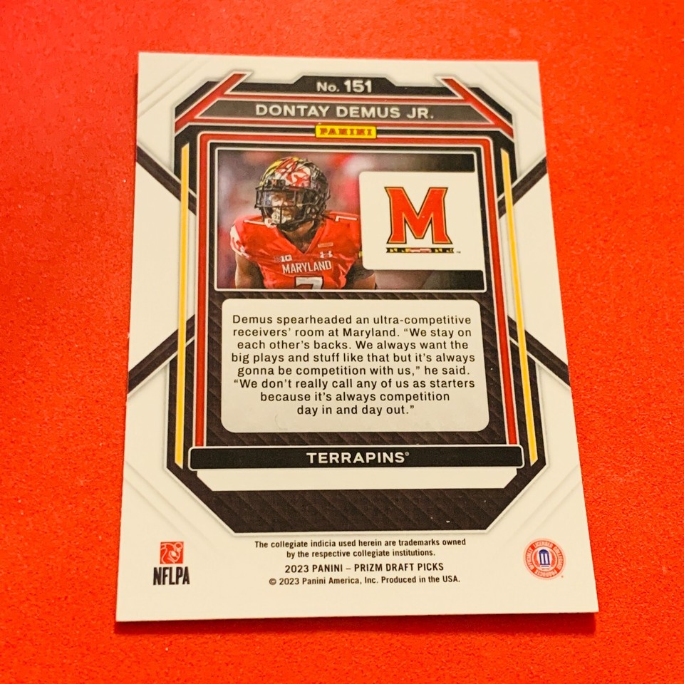 Dontay Demus Jr .. ROOKIE .. Maryland / Ravens / Stars .. 2023 Prizm DP ...
