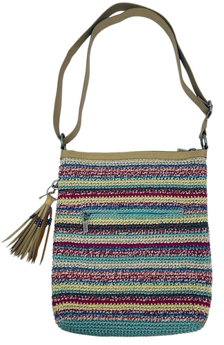 THE SAK Crossbody Multi Color Striped Crochet Knit Bag Shoulder Bag ...