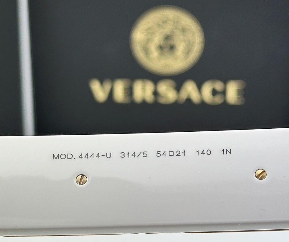 Versace Rectangular Sunglasses VE4444U 314/5 White Frame Gold Trim Pink ...
