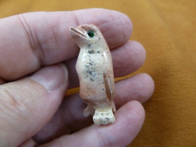 (Y-PEN-29) little red tan PENGUIN SOAPSTONE PERU FIGURINE stone snow ...