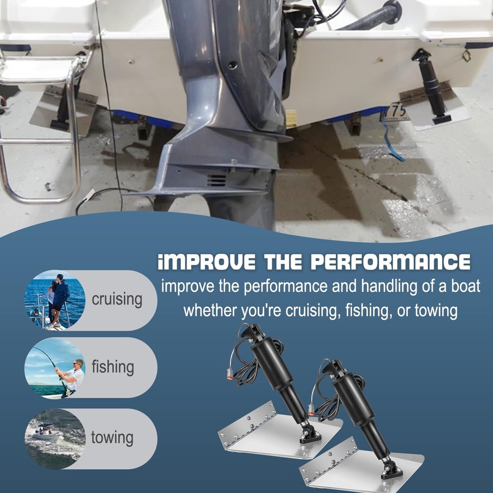 15101-104 9" X 12" Standard Trim Tab Kit W/Rocker Switch for Boat ...