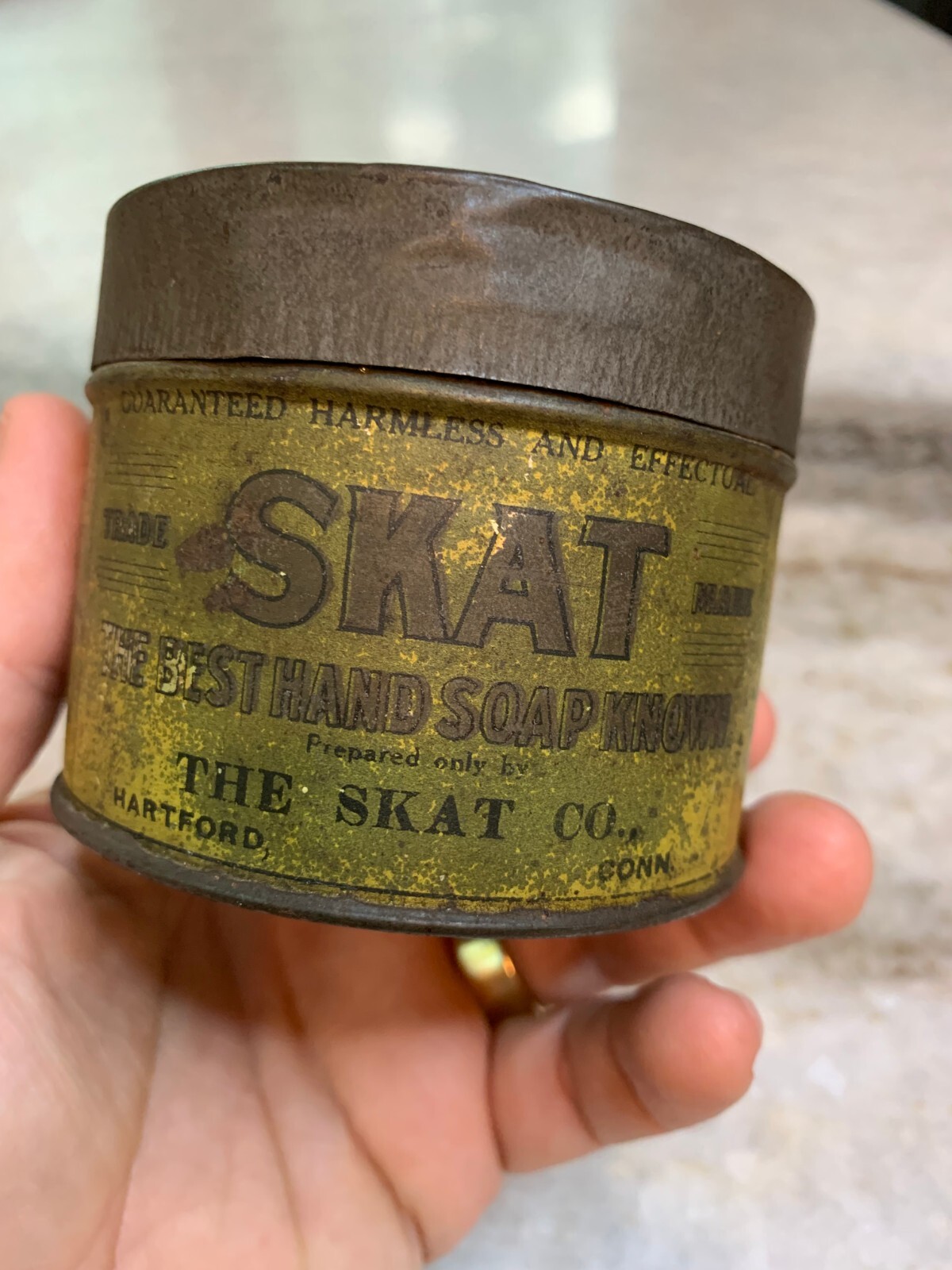 Antique Early Hand Soap Tin "Skat" & "Mechanic's Pride" Lid Hartford ...