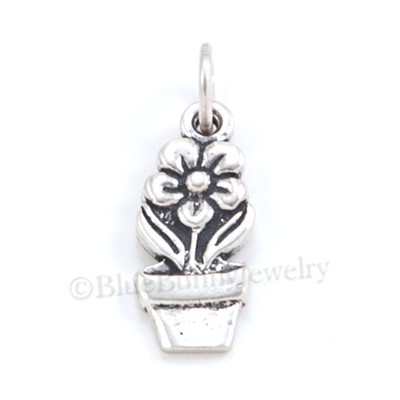 FLOWER Charm Pendant POT Garden Plant charm STERLING SILVER Bracelet ...