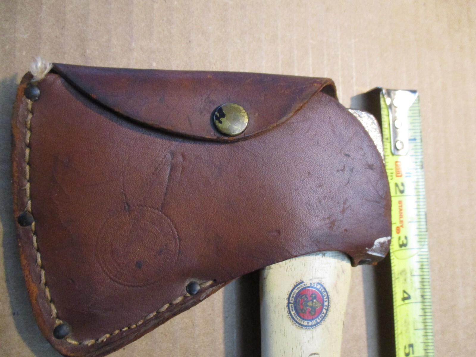 Vintage 14" Boy Scouts Hatchet Axe with Sheath White and Red Handle ...