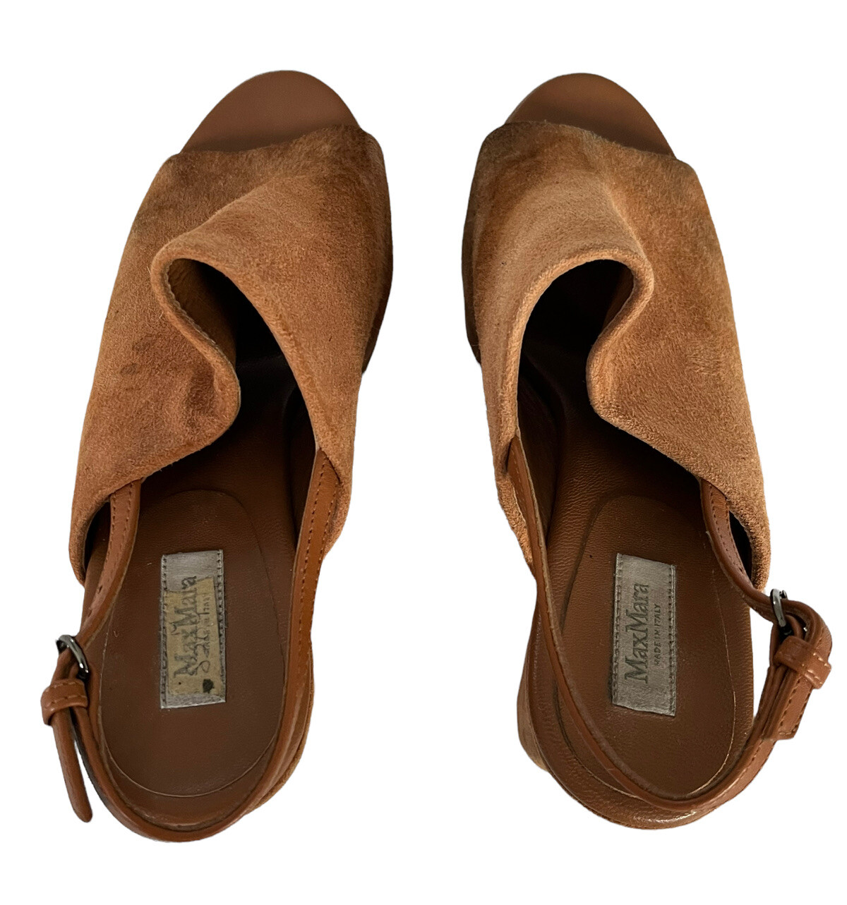 Max Mara Caramel Suede Platform High Heel Wedges Wom… - Gem