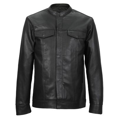 Hot Leathers LCS1005 Men's Black Leather Fashion Shirt with Hidden Snap ...