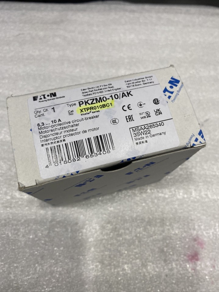 XTPR010BC1 EATON MOTOR PROTECTIVE 6 3 10A TYPE PKZM0-10/AK NEW | eBay