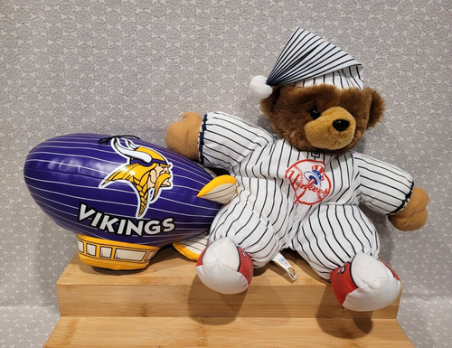 Vintage Good Stuff New York Yankees Pajamas Teddy Bear Vikings Blimp ...