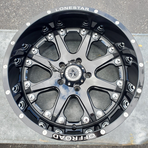 (1) 20" Gloss Black Lonestar Bandit Wheel 20x10 5x139.7 -25mm Ram 1500 ...