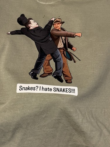 Medium Indiana jones I Hate snakes Tshirt | eBay