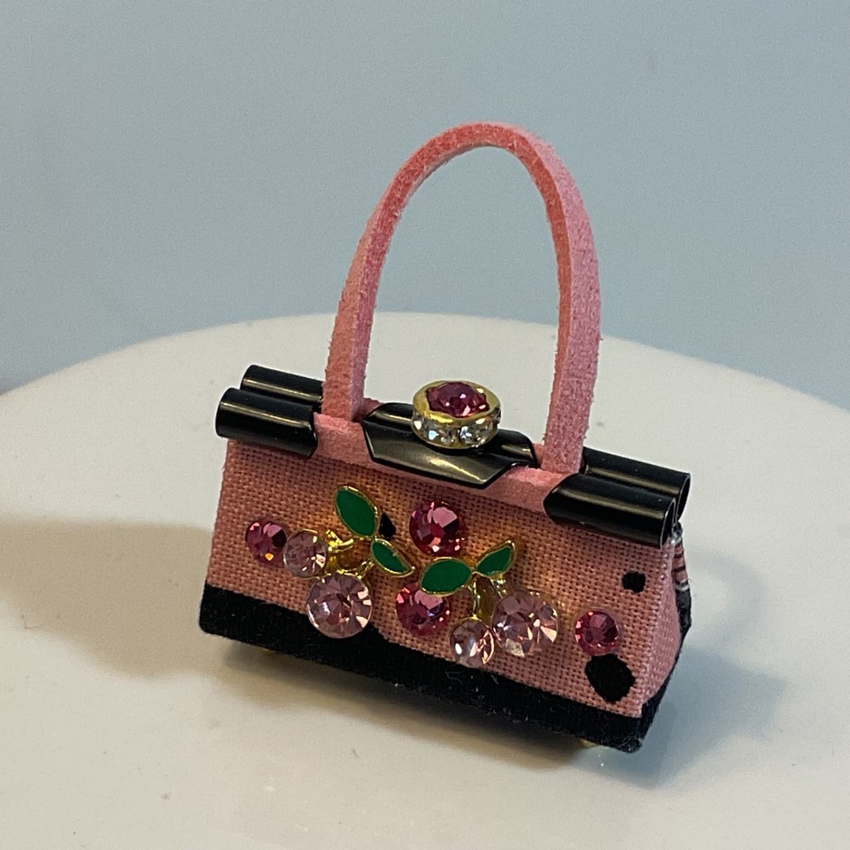 OOAK Barbie Doll Purse Pink & Black Bag For 11” Fashion Dolls Designed ...