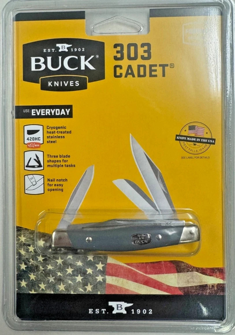 Buck 303 Cadet Manual Folding Knife Clip Spey and Sheepsfoot Blades ...