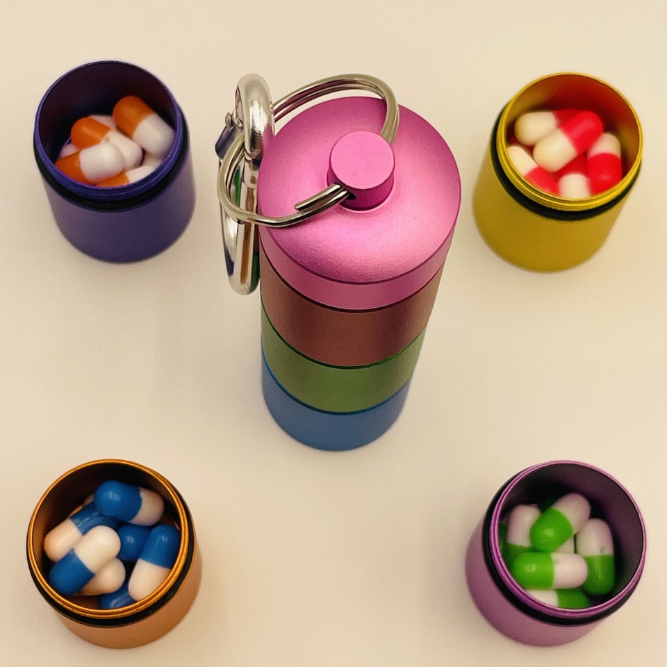 Portable Pill Case 7 Compartments Pocket Aluminum Alloy Pill Box with ...