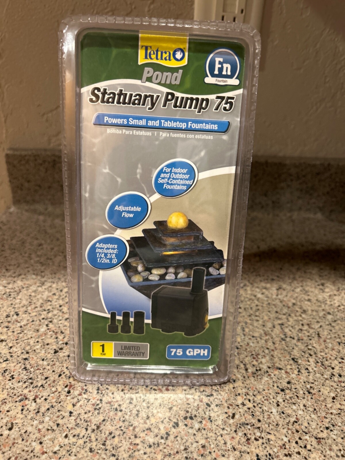 Tetra Pond Statuary Pump 75 GPH Powers Small & Tabletop Fountains for ...