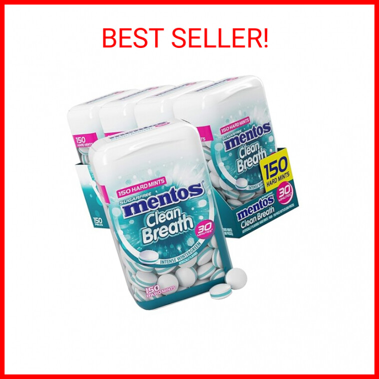 Mentos Clean Breath Sugarfree Hard Mint 150pc Intense Wintergreen (Pack ...