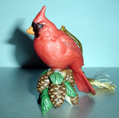 Lenox Cardinal Ornament Winter Greetings Red Bird on Pinecones 2001 ...