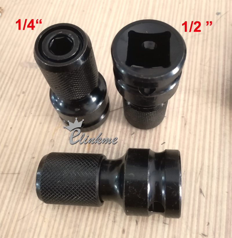 1/2" Square Female to 1/4" Hex Female or 1/2-20UNF 3/8-24UNF Socket ...