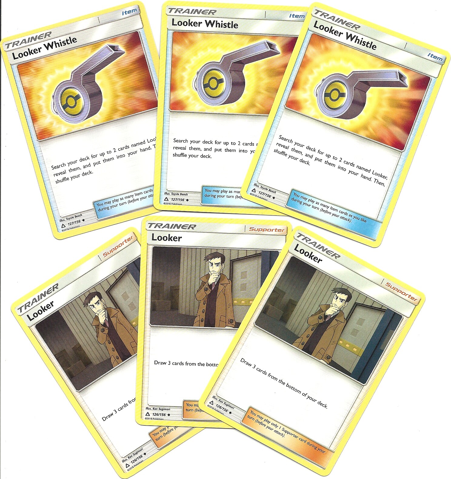 6x ULTRA PRISM Pokemon Card- 3 LOOKER & 3 LOOKER WHISTLE Uncommon ...