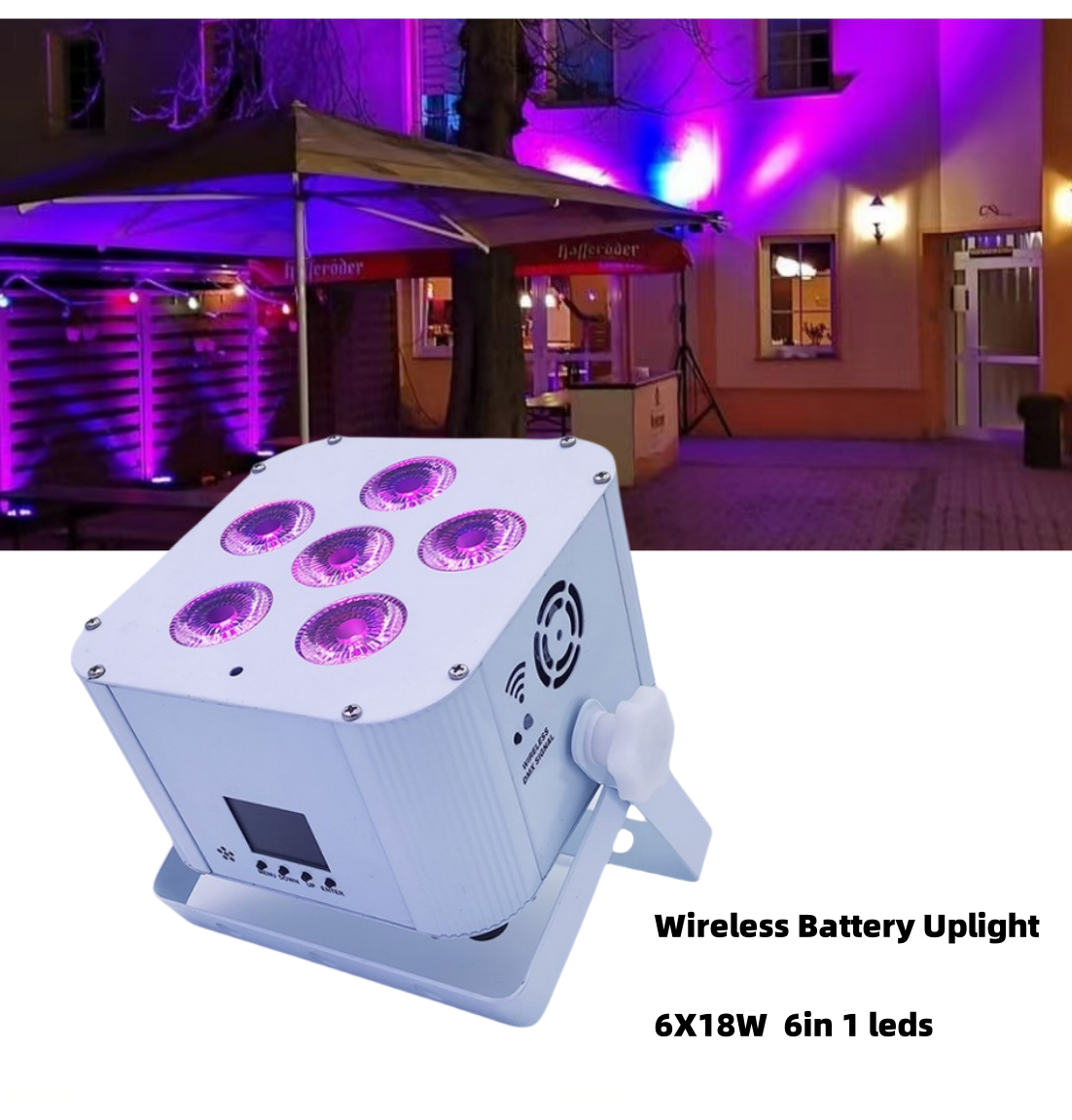 Wedding Stage Wireless Par Light WiFi DMX 6x18 Watt 6 in 1 LED Wireless ...