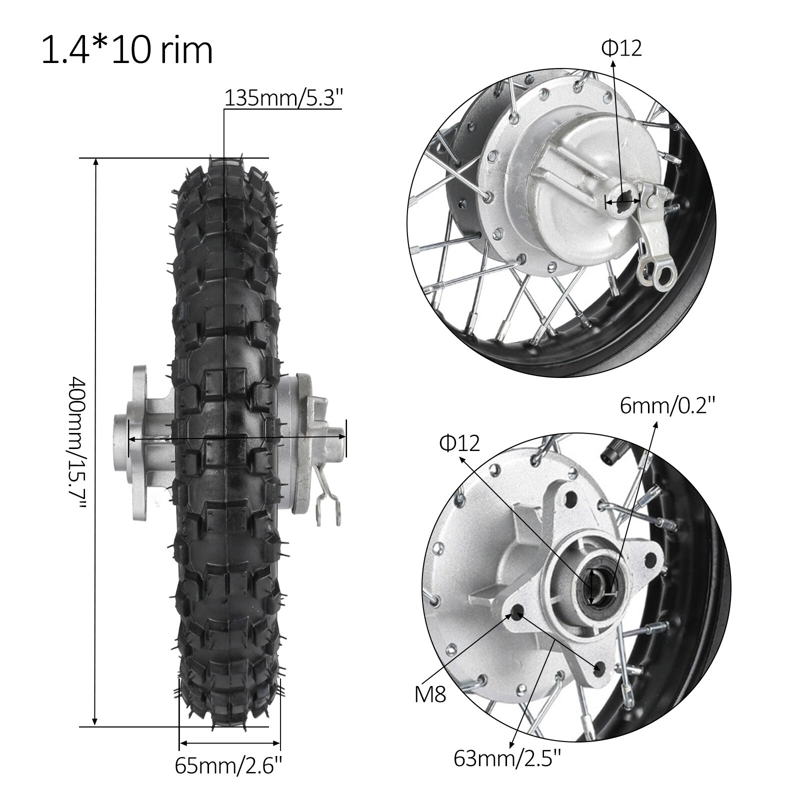 Front Fork Wheels 2.50-10 Tire Drum Brake & Swing Arm Dirt Bike CRF50 ...