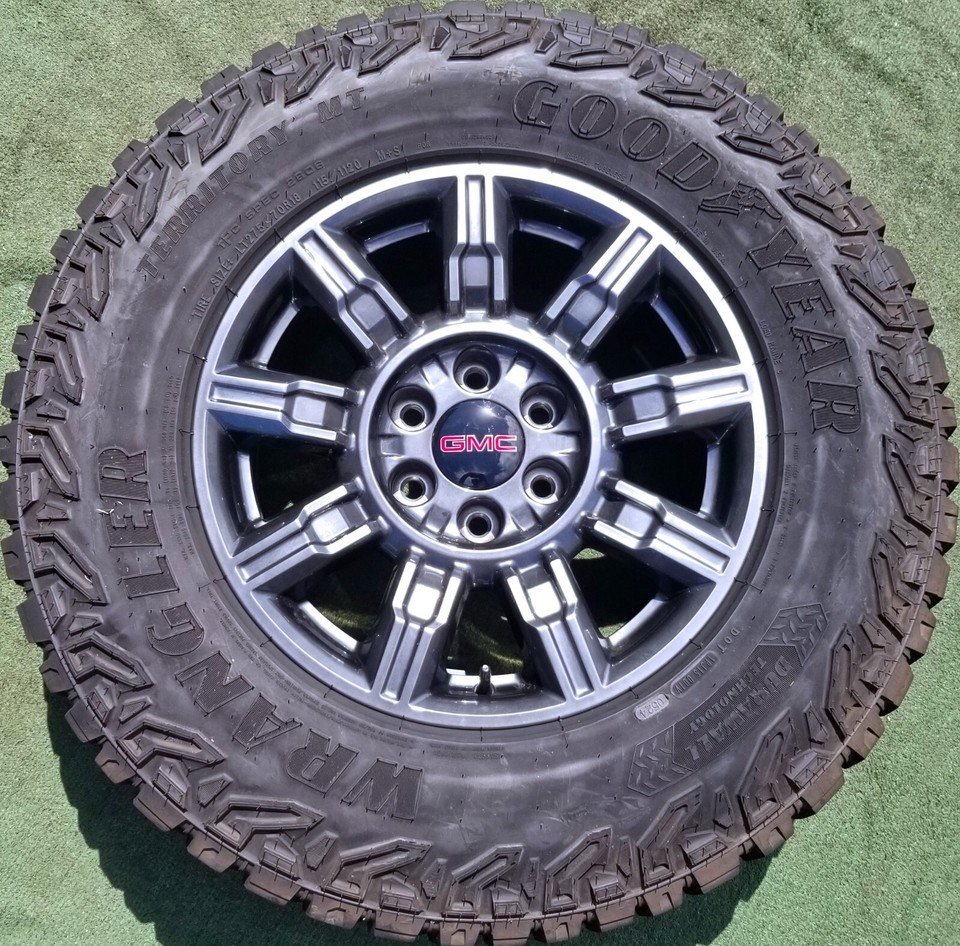 New Factory GMC Sierra AT4X Charcoal Gray Wheels Off-Road Tires OEM GM ...