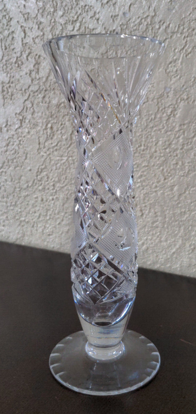 Vintage Genuine Crystal Glass Flower Bud Vase Hand Cut | eBay