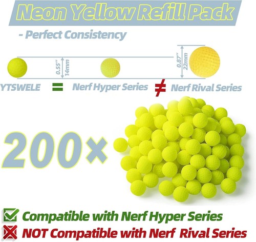 200 Rounds Refill Balls Ammo for Nerf Hyper Blaster Series Stock Neon Yellow | eBay