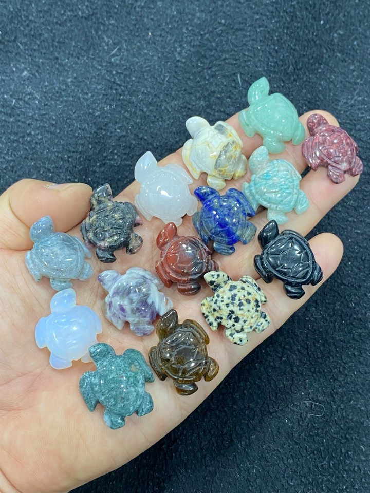 5pc Natural mix Quartz hand Carved Mini Sea turtle crystal Reiki ...