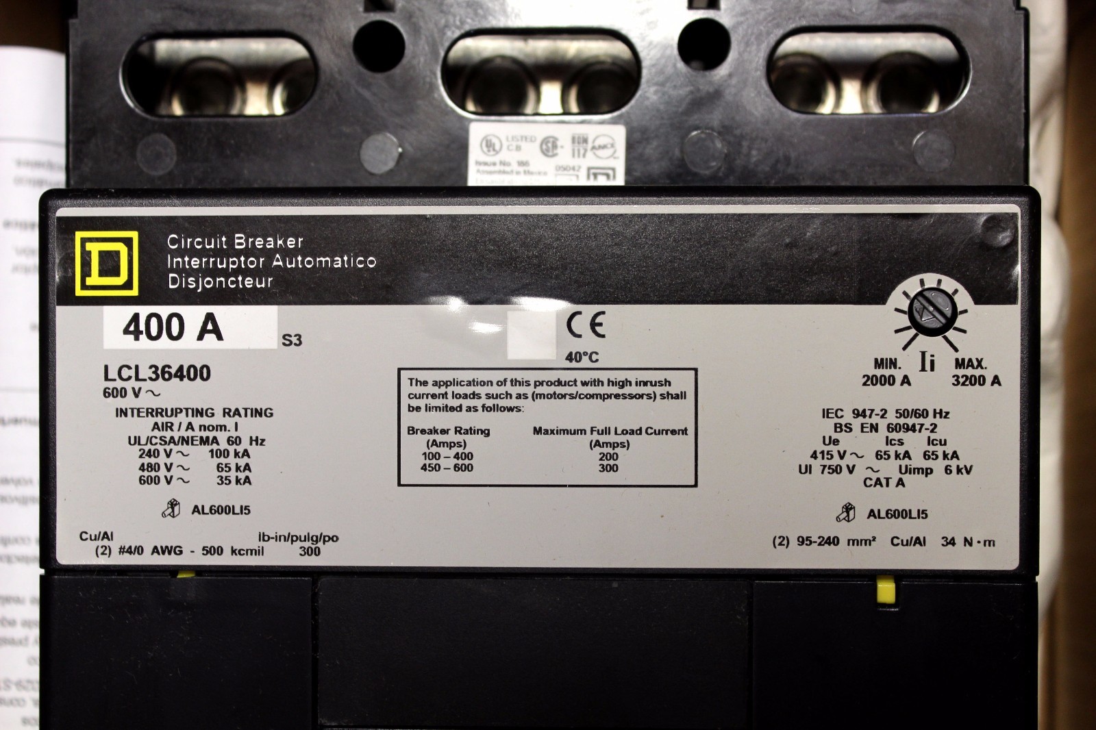 SQUARE D LCL36400 600V, 65kA@480V ***NEW IN BOX FAST SHIPPING*** | eBay