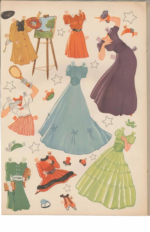 VNTG UNCUT 1941 DEB SUB DEBS PAPER DOLL ~RARE ORG SZ~Laser Print Best ...
