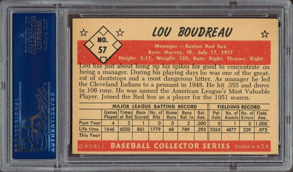 1953 Color Bowman #57 Lou Boudreau PSA 9 | eBay