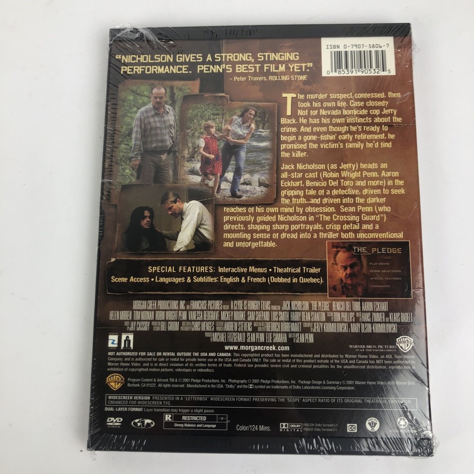 The Pledge DVD MOVIE THEPLEDGE Jack Nicholson, Robin Wright SAM SHEPARD ...