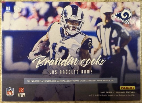 2020 Panini Luminance Autograph Jersey Brandin Cooks Patch Auto /99 #AJ ...