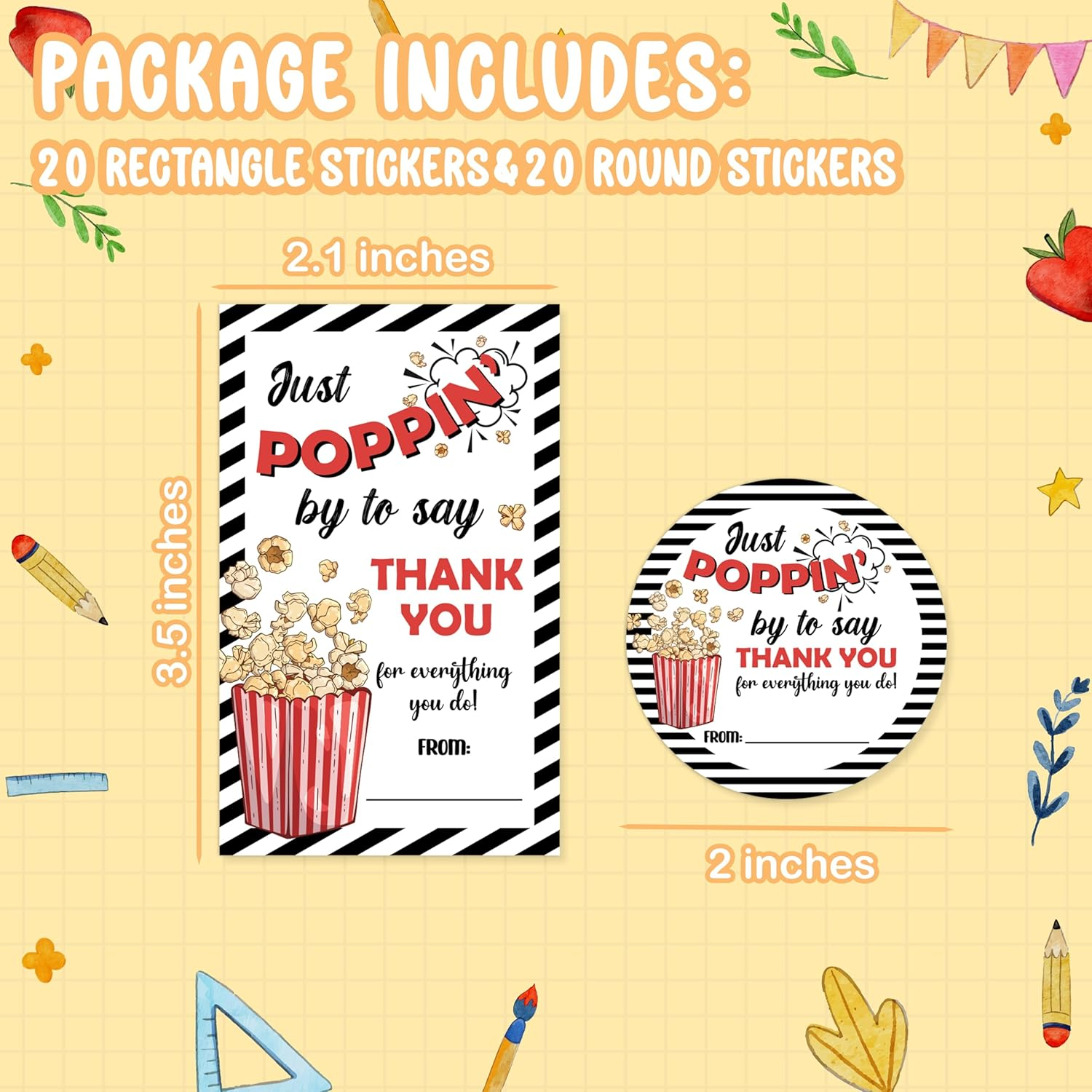 Teacher Appreciation Gift Tags, 40 Pcs Thank You Tags, Poppin Stickers ...