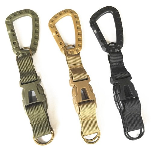 Practical Molle Clip Nylon Strap Key Ring & Carabiner Hook for Sports ...