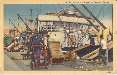 Houston, TEXAS - Loading Cotton for Export - 1939 - LINEN, ship ...