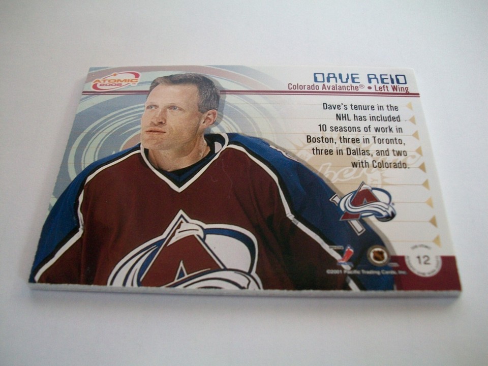 2001-02 PACIFIC ATOMIC GAME WORN DAVE REID 2 COLOR COLORADO AVALANCHE ...